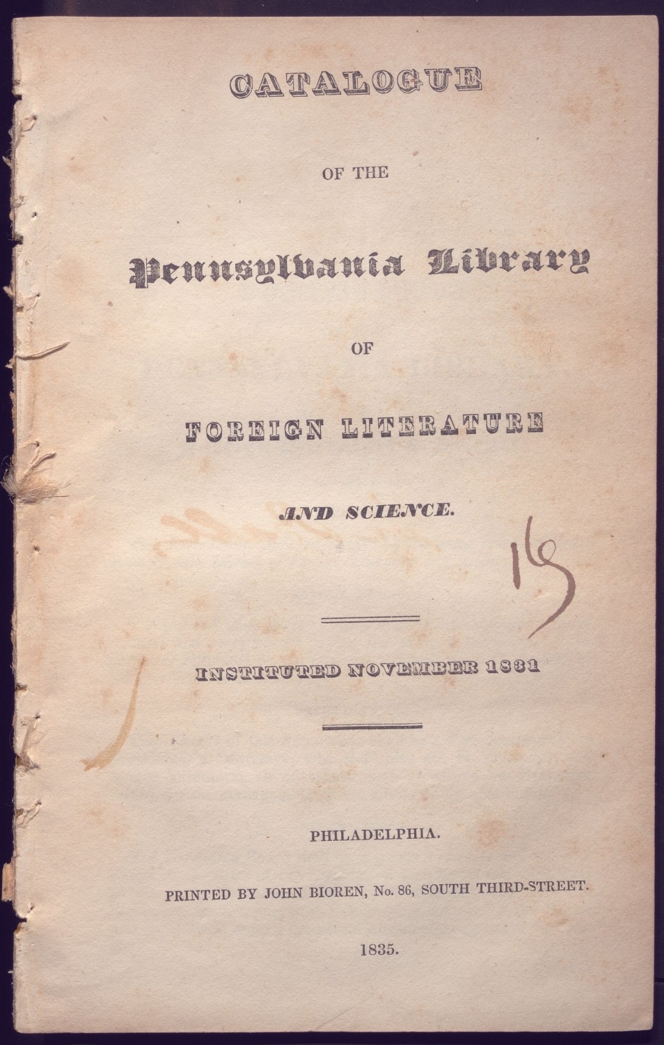 The Addition of the Pennsylvania Library of Foreign Literature and ...